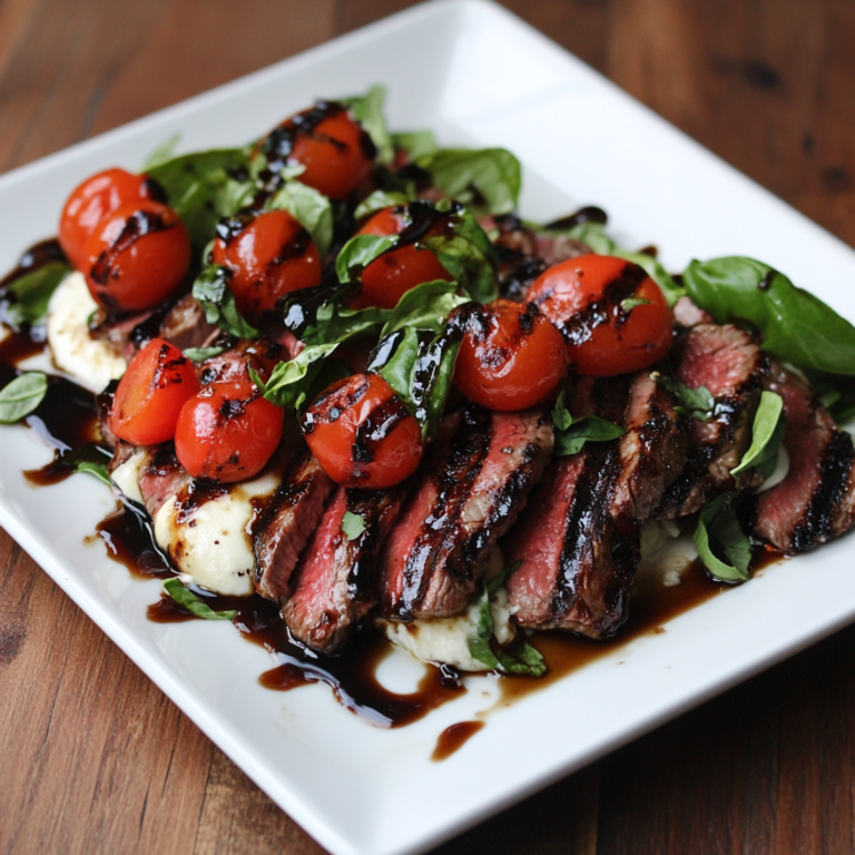 Balsamic Grilled Flank Steak Caprese - cookingheavenly