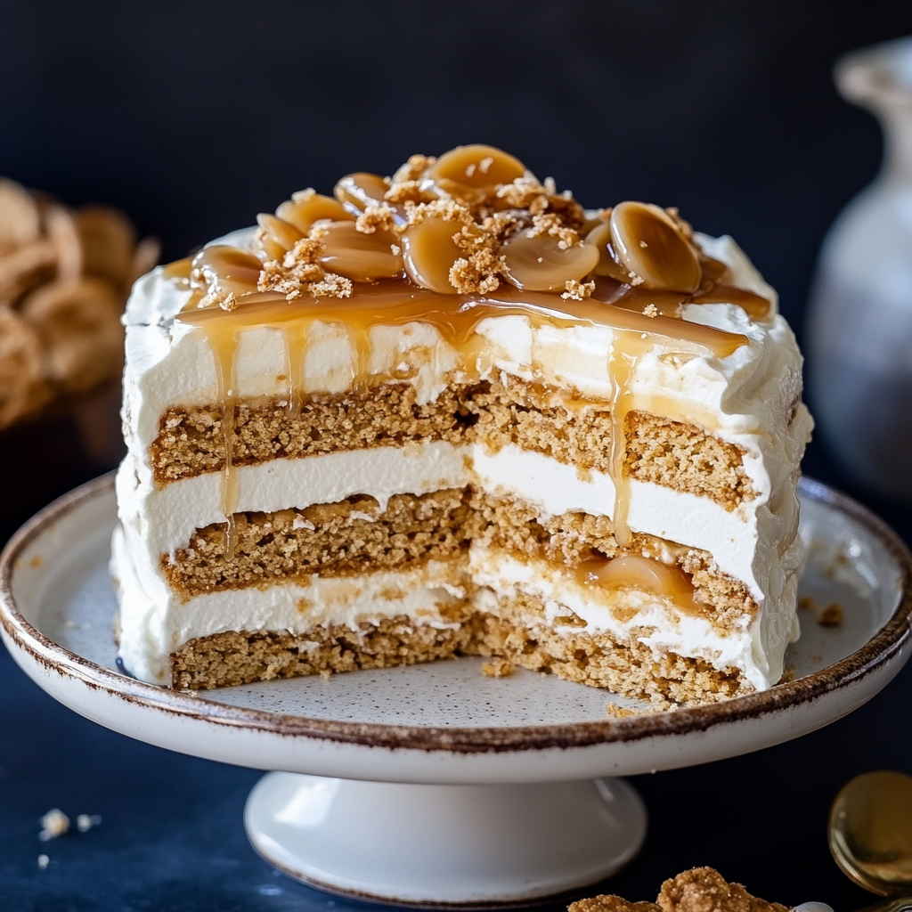 Ritz Cracker Salted Caramel Icebox Cake - cookingheavenly