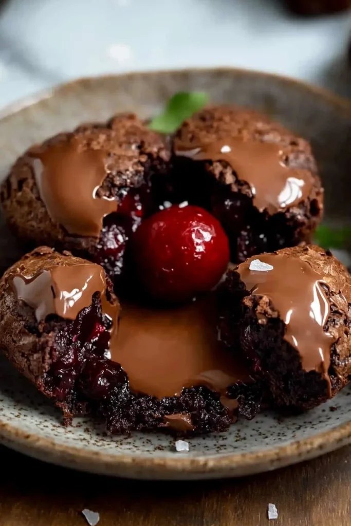 Chocolate Covered Cherry Brownie Bombs